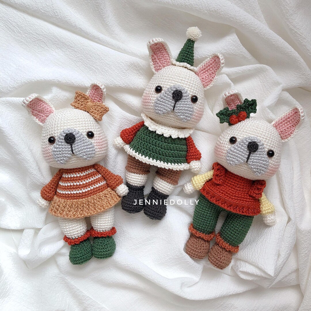 Bundle Set of 3 Frenchie Christmas Doll Amigurumi Crochet Dog PDF ...