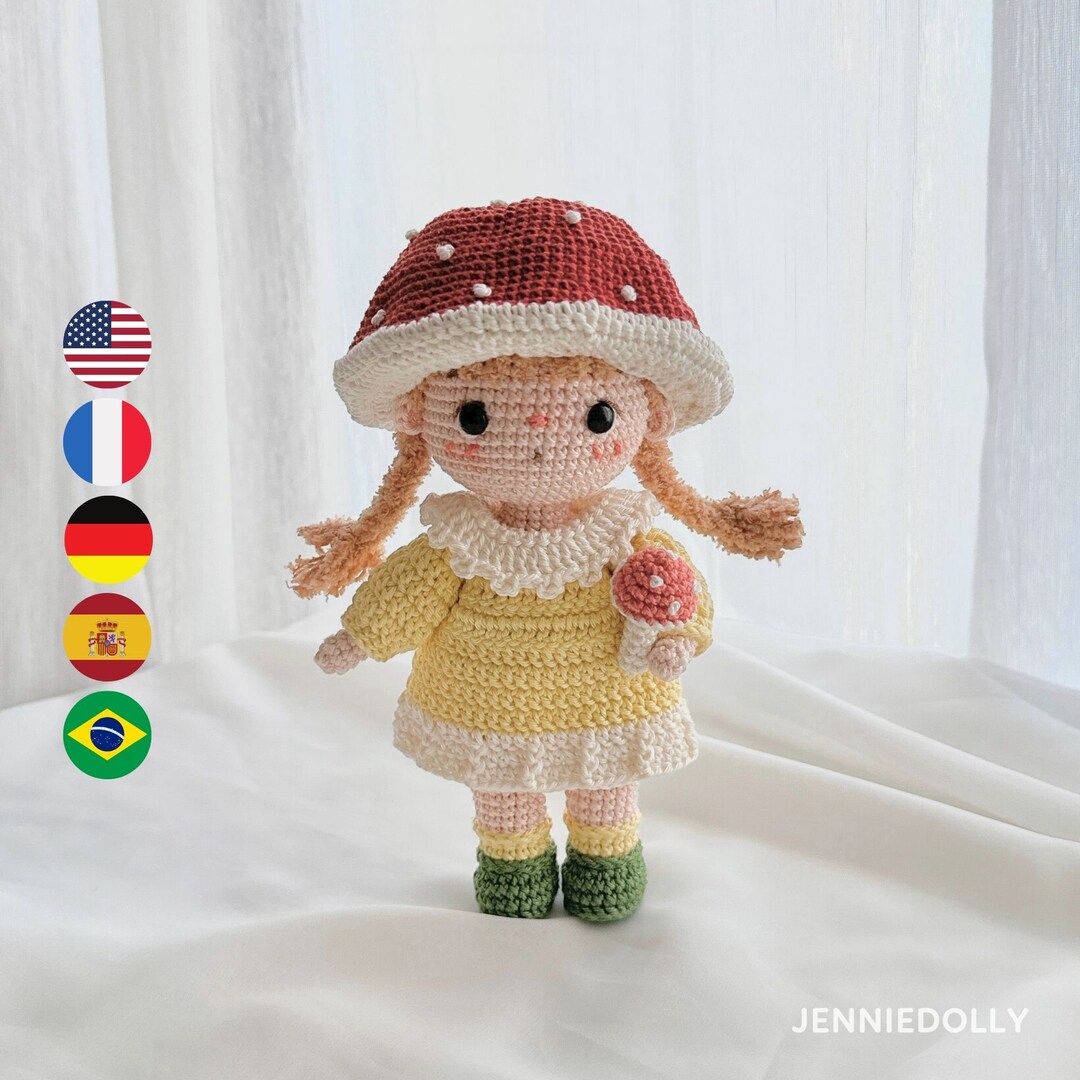 Kinoko the Mushroom Girl, Crochet Doll Amigurumi Pattern, PDF Files ...