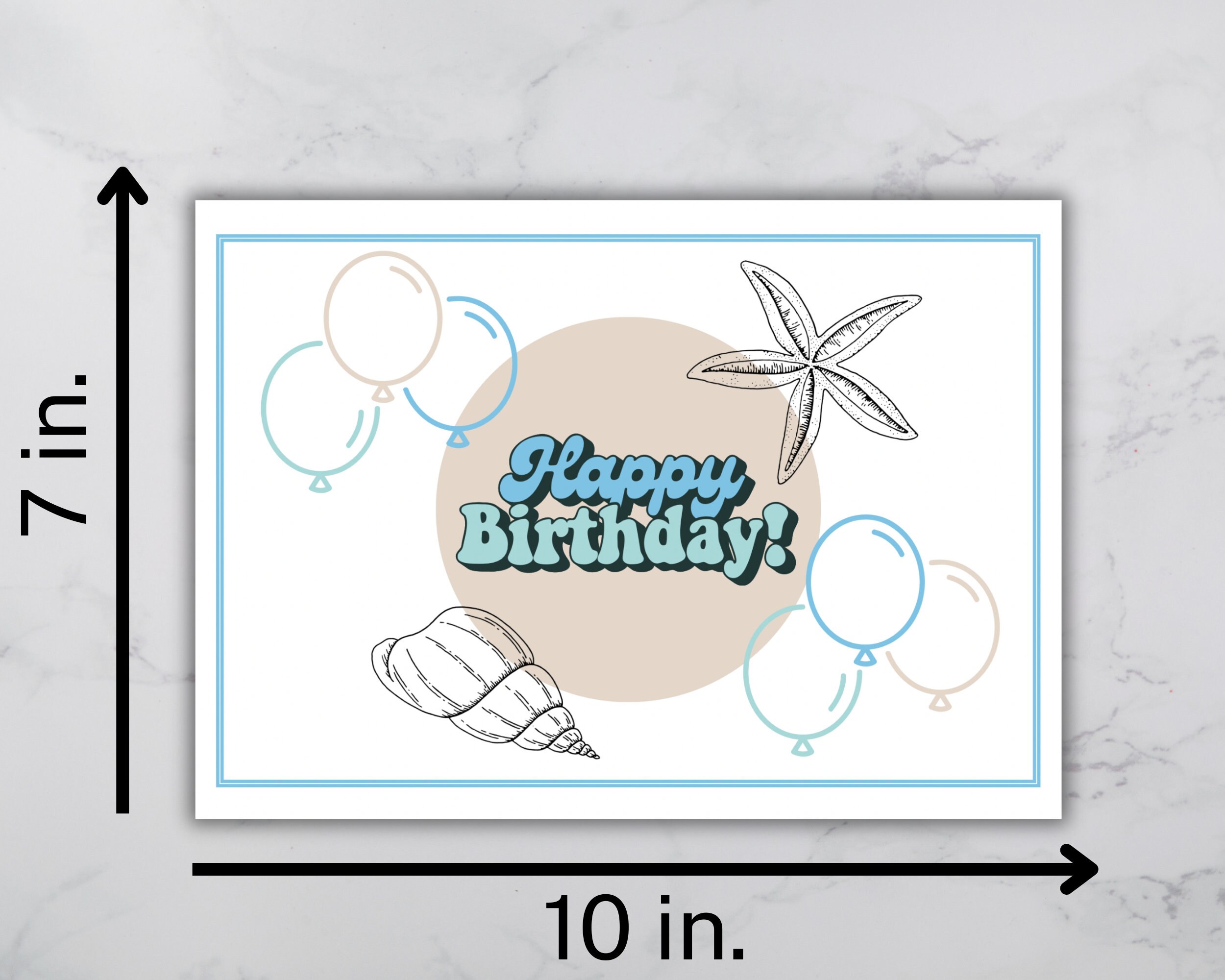 Beach Theme Printable Birthday Card - Etsy