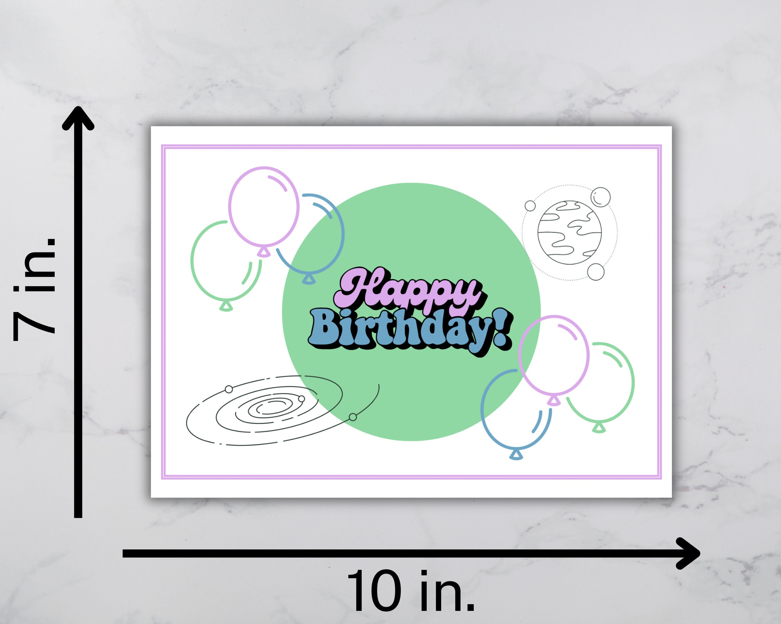 Space Theme Printable Birthday Card - Etsy