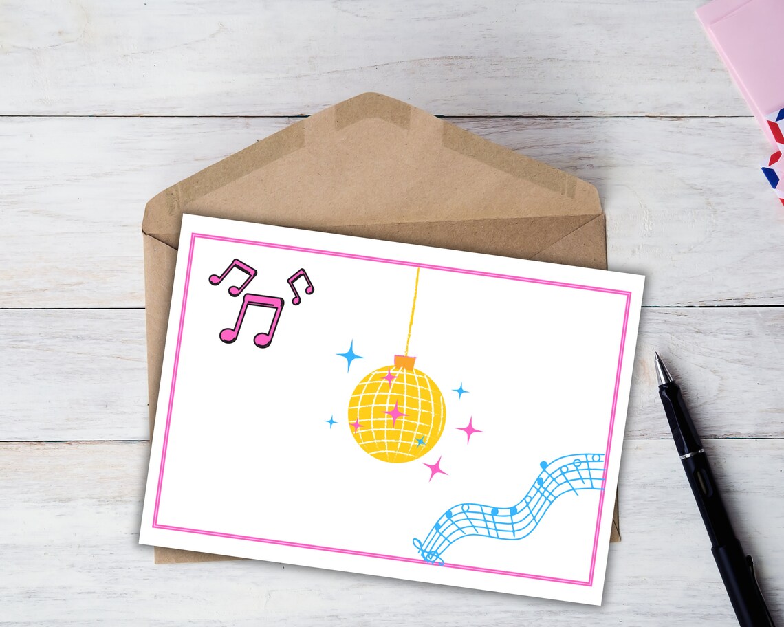 Disco Theme Printable Birthday Card - Etsy
