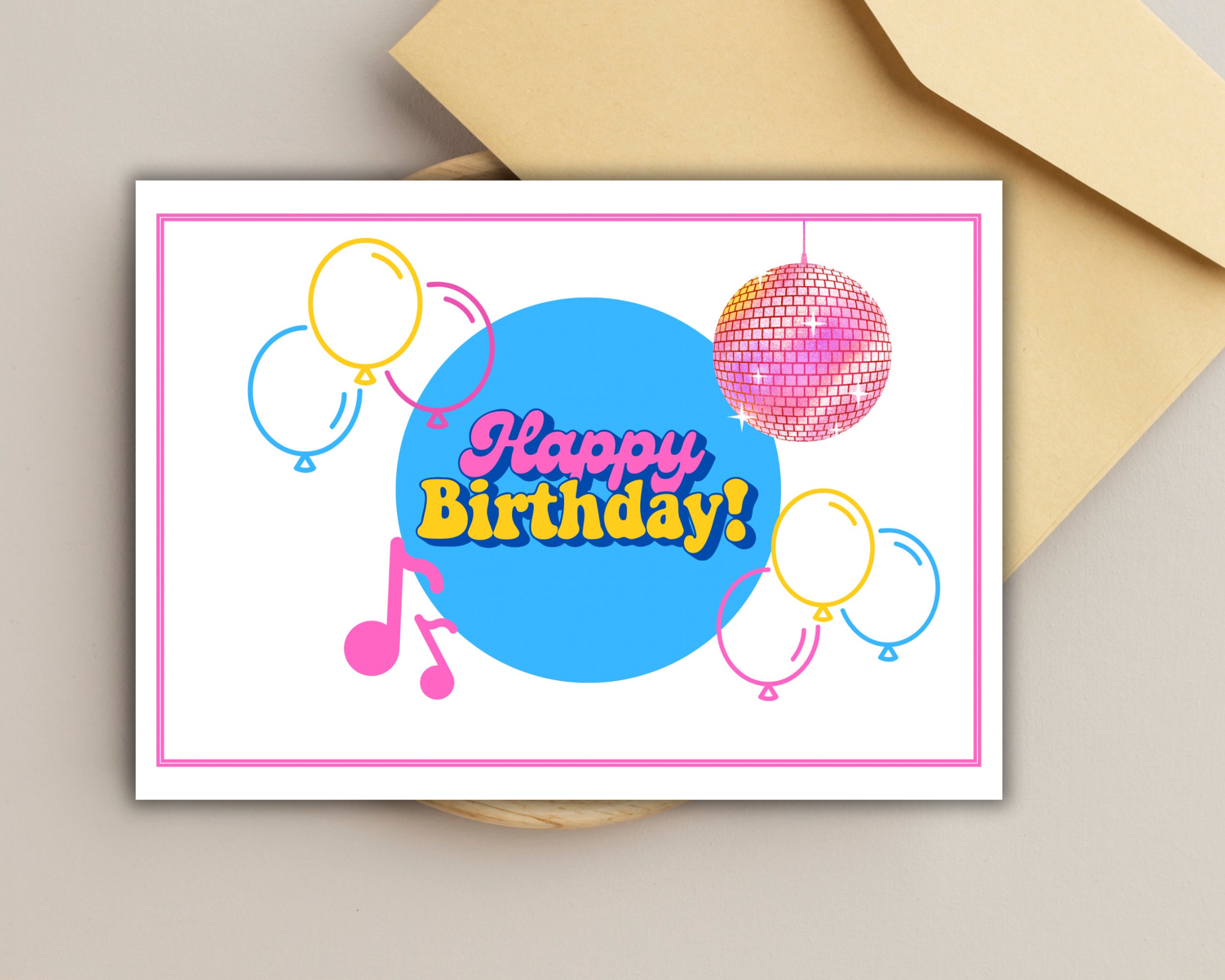 Disco Theme Printable Birthday Card - Etsy