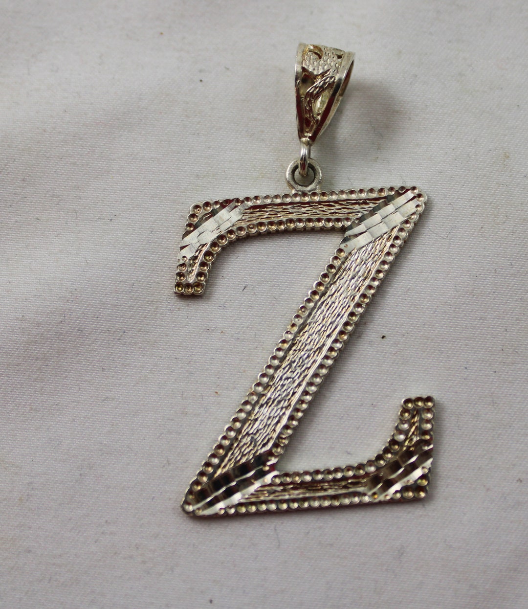 Sterling Silver Large Letter Z Textured Pendant - Etsy