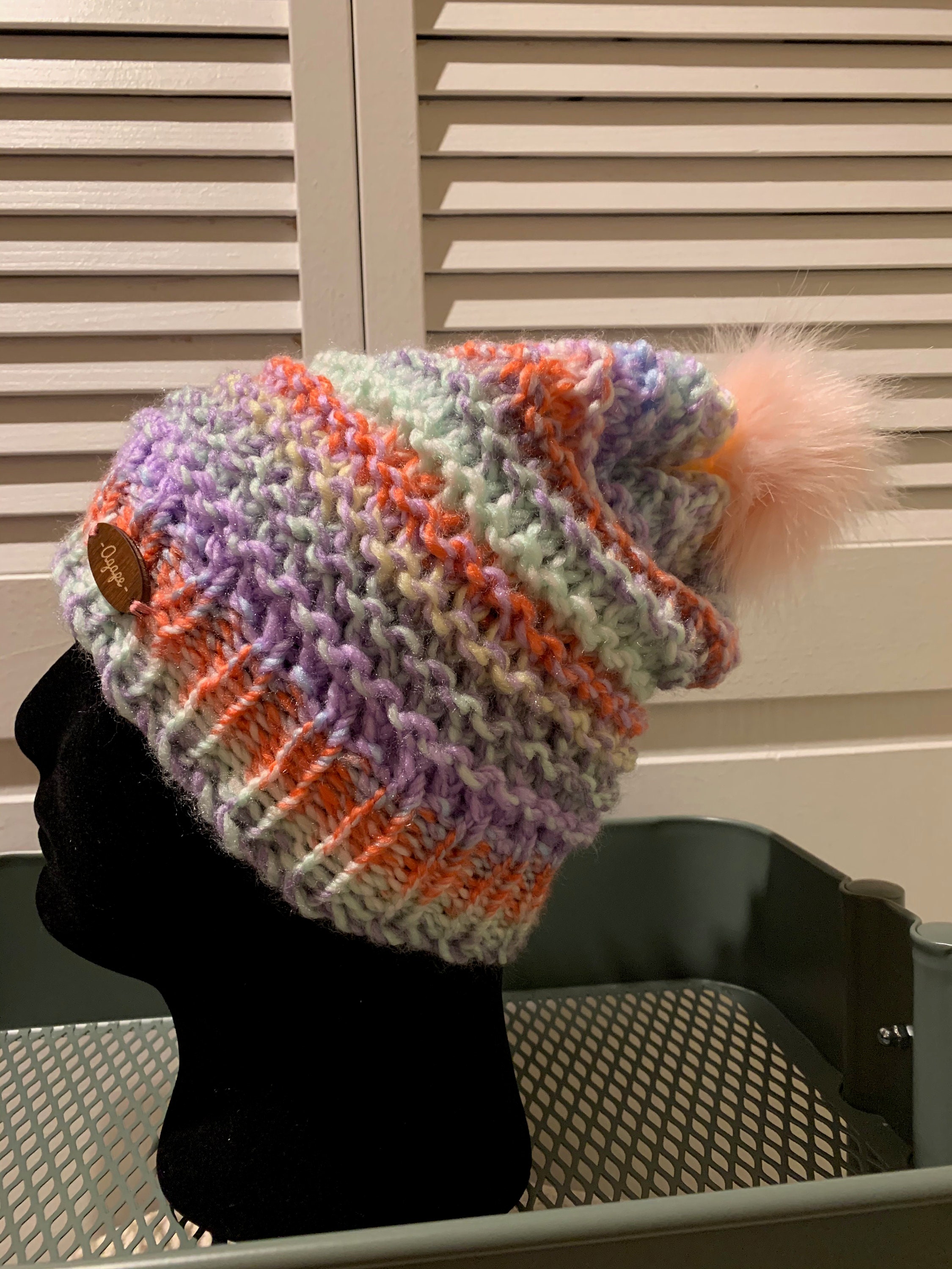 Colorful Adult Beanie Purple/Orange/Green Hat - Etsy.de