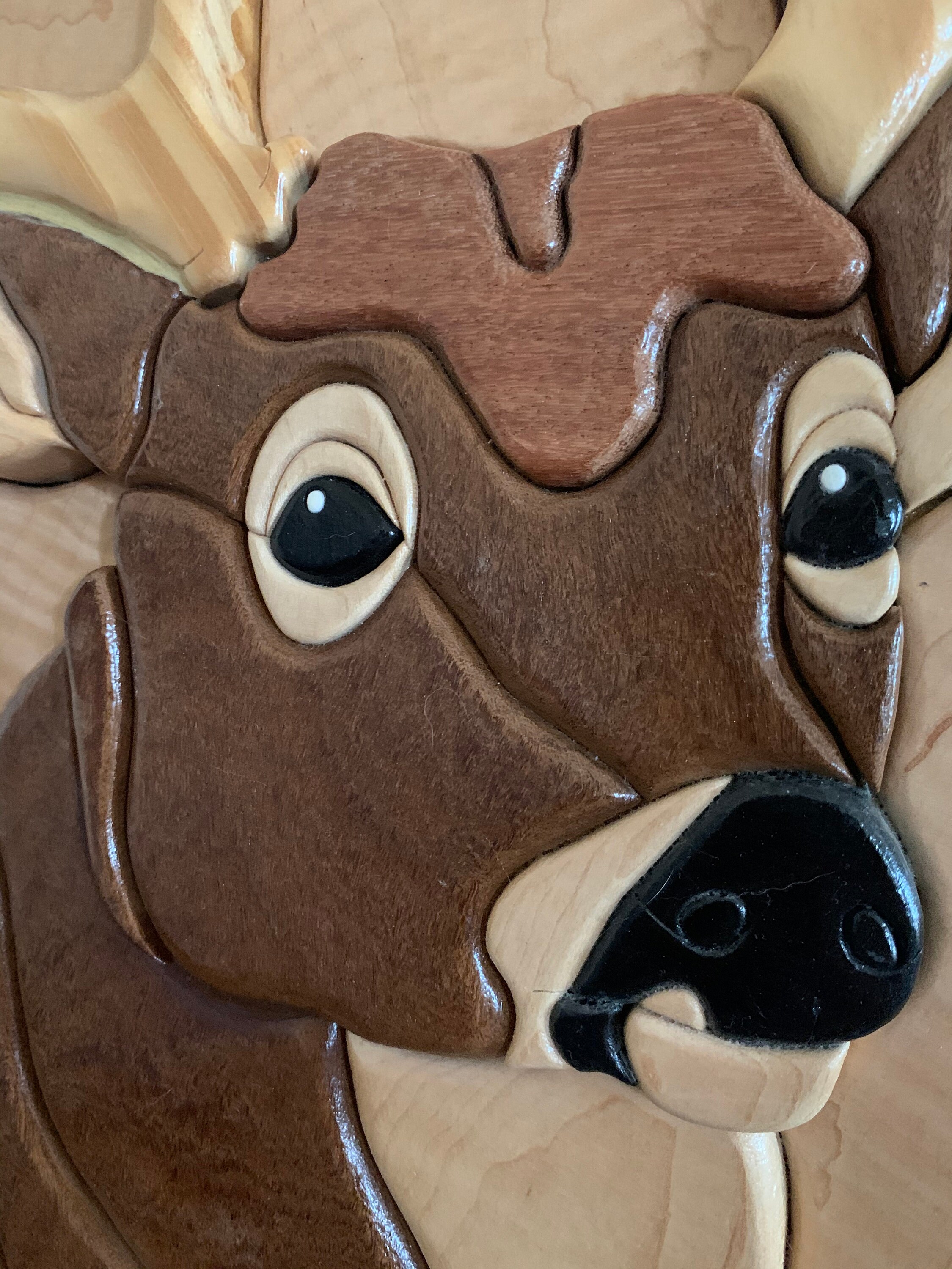 Deer With Antler Wall Hanging, Intarsia, Handmade - Etsy