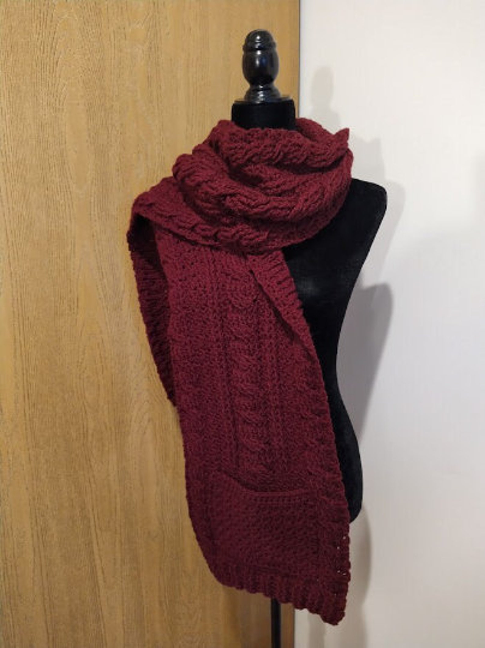 PDF CROCHET PATTERN for the Quintessential Cabled Pocket Scarf - Etsy