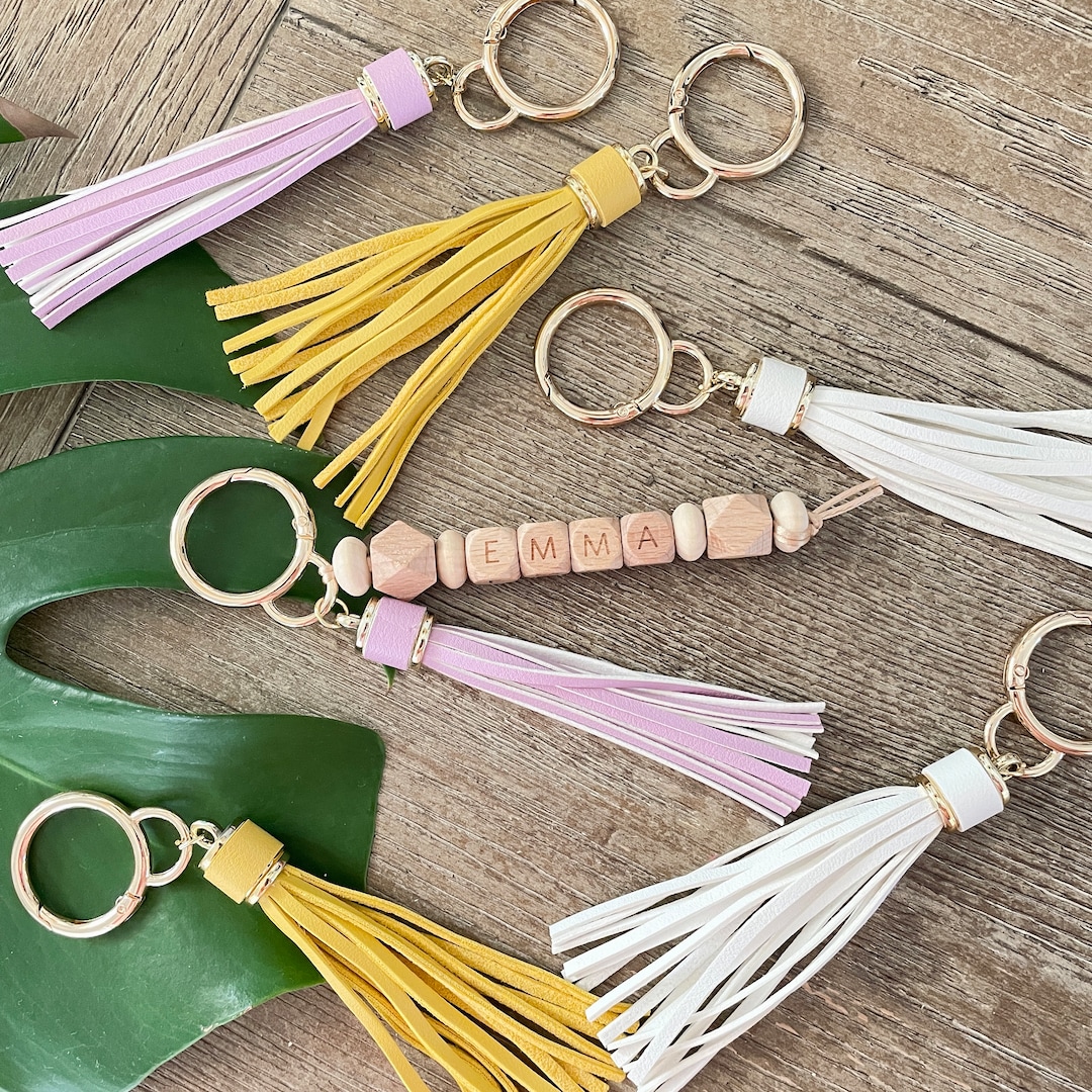 Personalized Tassel Keychain: Custom Name Diaper Bag Charm - Etsy