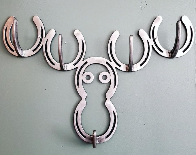 Moose Coat Rack, Horseshoe Coat Rack, Western Decor, Horseshoe Moose ...