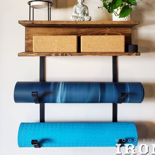 Yoga Mat Rack 2 Shelves With 2 Mat Racks Yoga Decor Gym Mat - Etsy