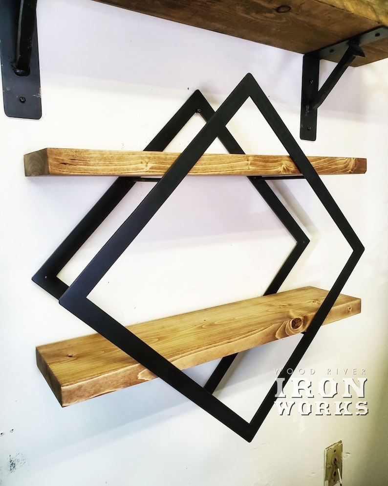 Metal Double Square Diamond Frame With 2 Shelves - Etsy