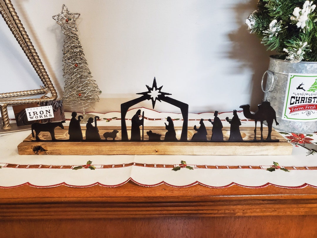 Nativity Scene With Wooden Stand 18" Long - NO Tea Lights - Etsy Canada