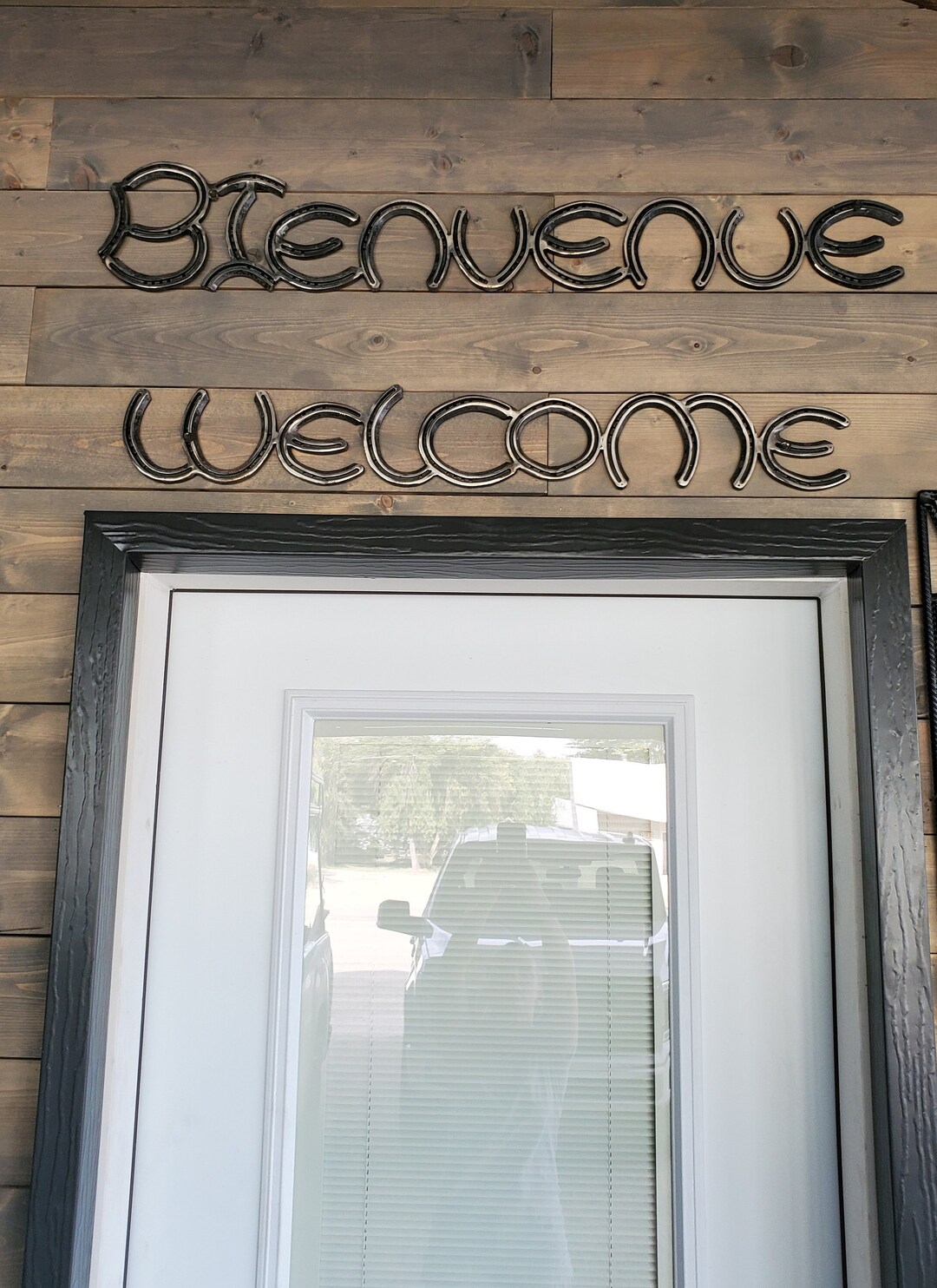 Welcome Sign, Bienvenue Sign, English, French, Homemade Sign, Rustic ...