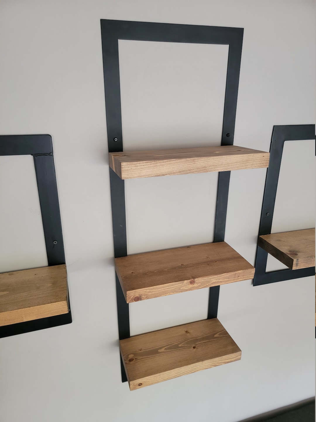 Metal Framed Triple Floating Shelf, Modern Shelf, Picture Frame Shelf ...