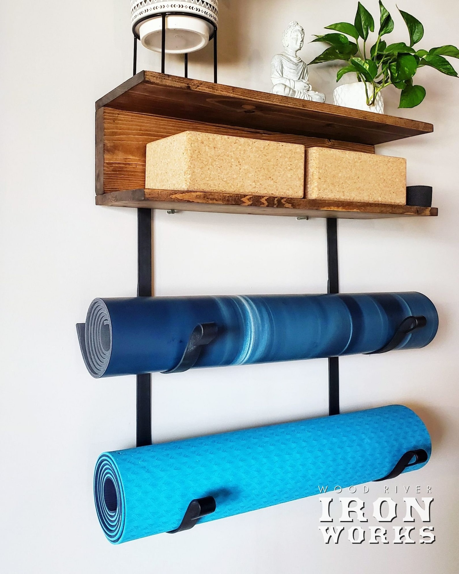 Yoga Mat Rack 2 Shelves With 2 Mat Racks Yoga Decor Gym Mat - Etsy