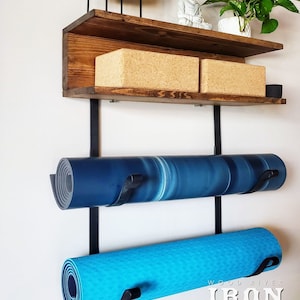 Yoga Mat Rack 2 Shelves With 2 Mat Racks, Yoga Decor, Gym Mat Rack, Gym ...