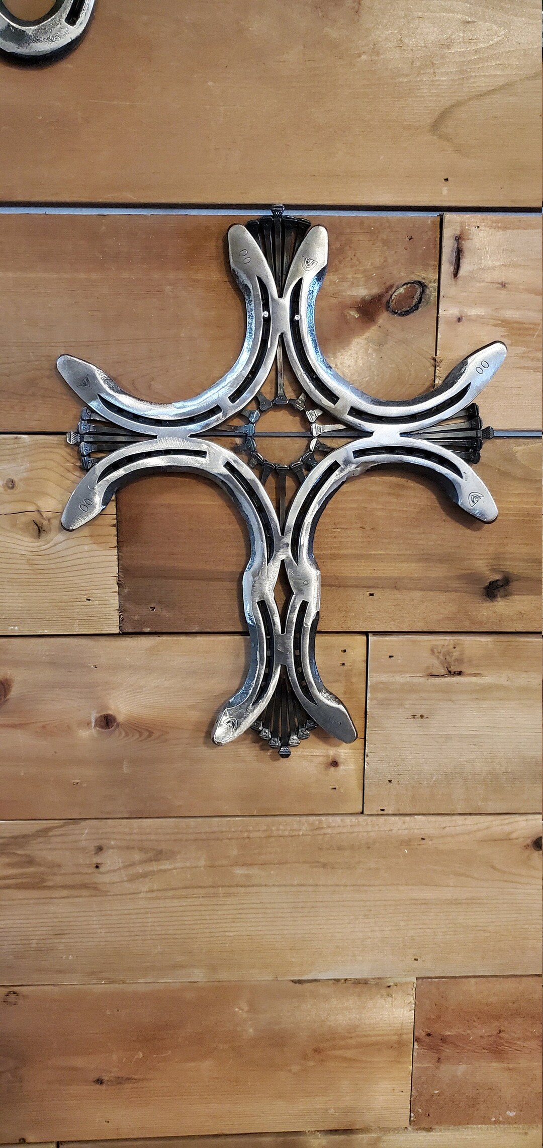 Wall Hanging, Metal Wall Hanging, Cross, Horseshoe Cross, Home Decor ...