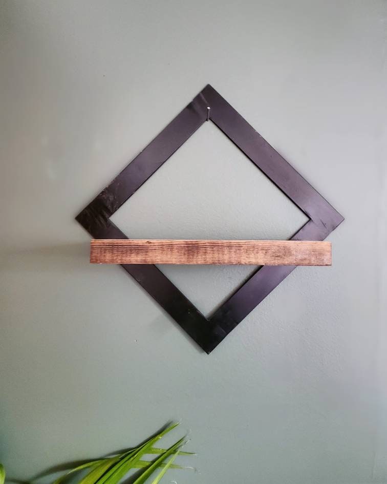 Metal Diamond Framed Shelf, Modern Shelf, Picture Frame Shelf, Floating ...