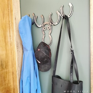 Moose Coat Rack, Horseshoe Coat Rack, Western Decor, Horseshoe Moose ...