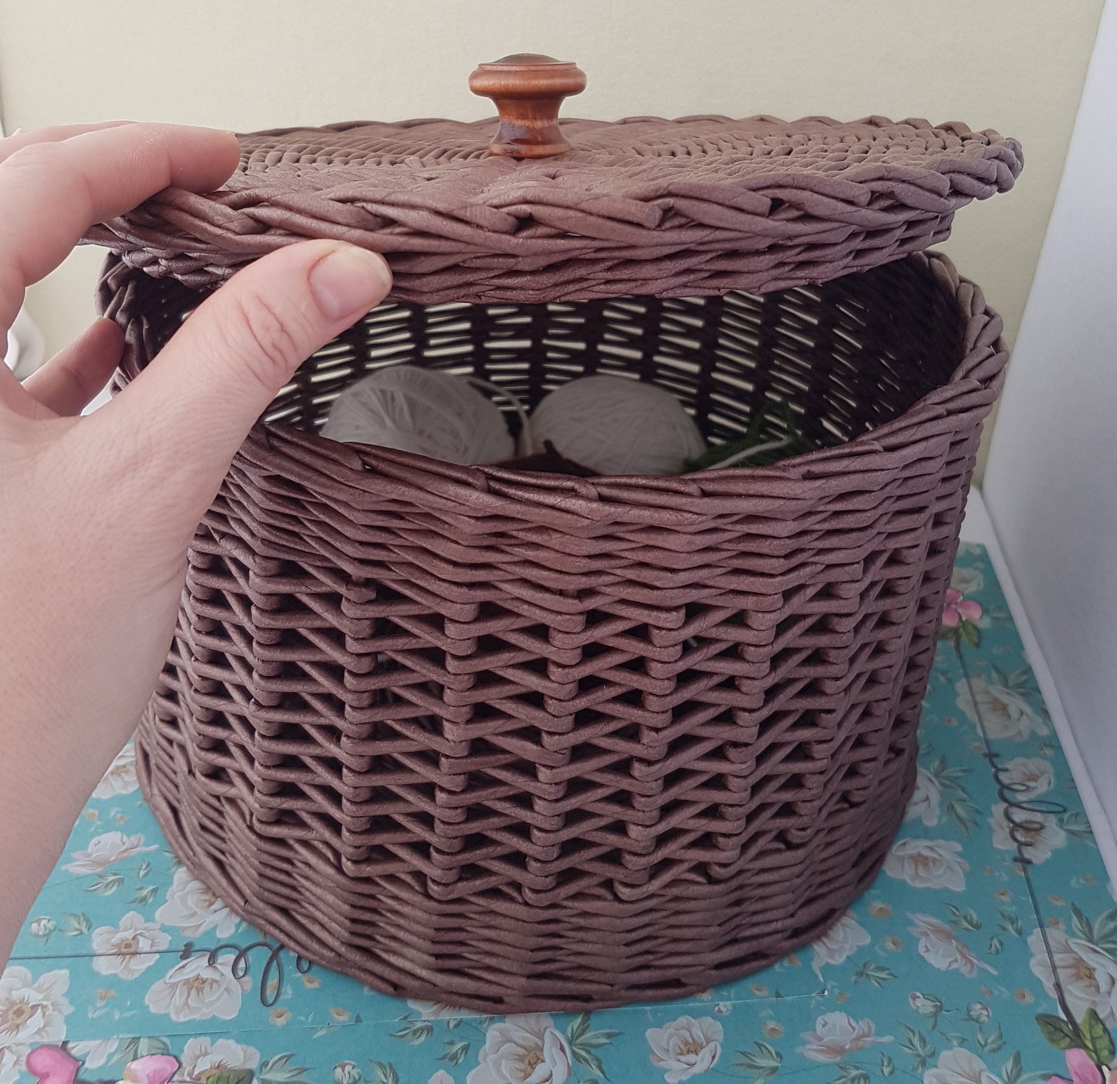 Wicker basket with lid Wicker basket Wicker storage basket | Etsy
