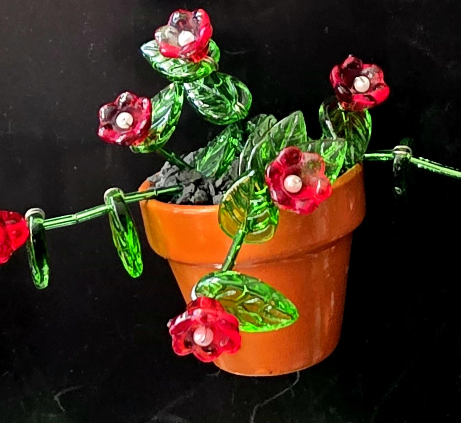 Beaded Forever Plant Refrigerator Magnet: Glass Flower Beads - Etsy