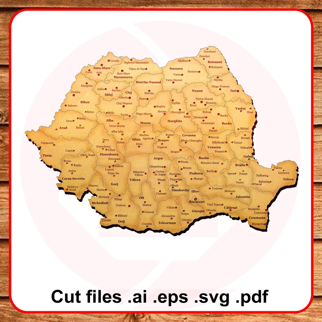 Laser Cut Romania Map SVG Laser Cutting Design Romania Country Vector ...