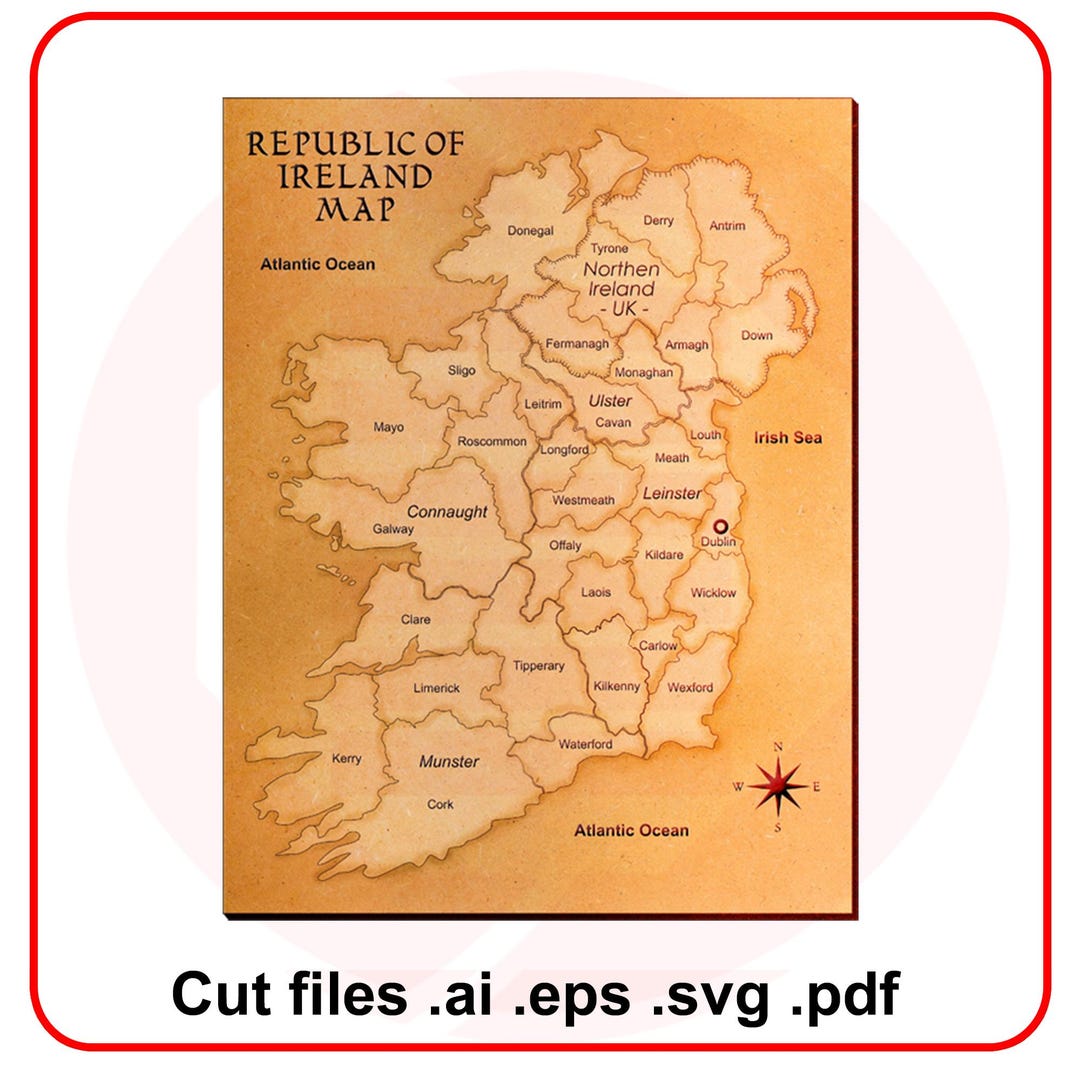 Laser Cut Republic of Ireland Map SVG Vector Cutting Digital Download ...