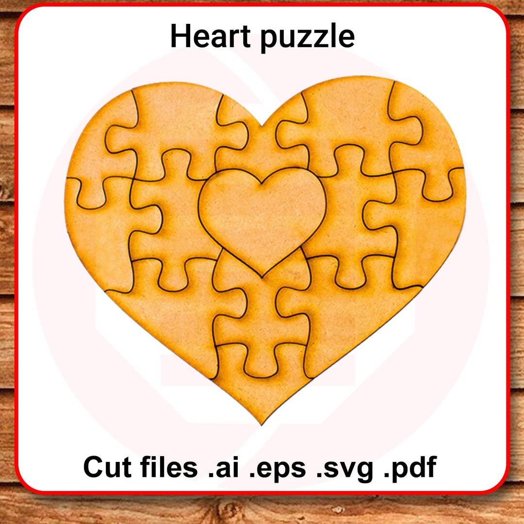 Laser Cut Heart Puzzle Vector Template SVG Wedding Gift Ideas ...