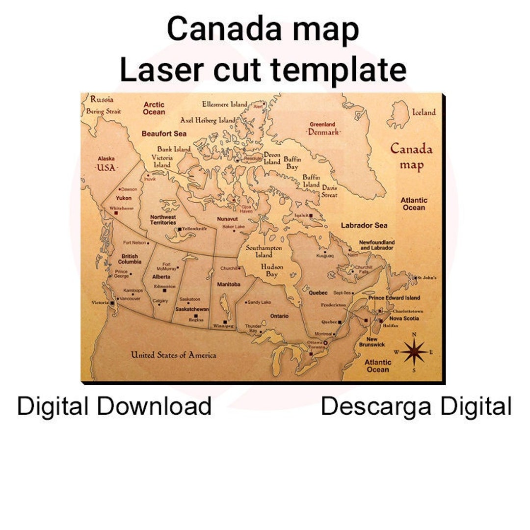 Laser Cut Canada Map Glowforge SVG Laser Cut Vector File Home Decor ...