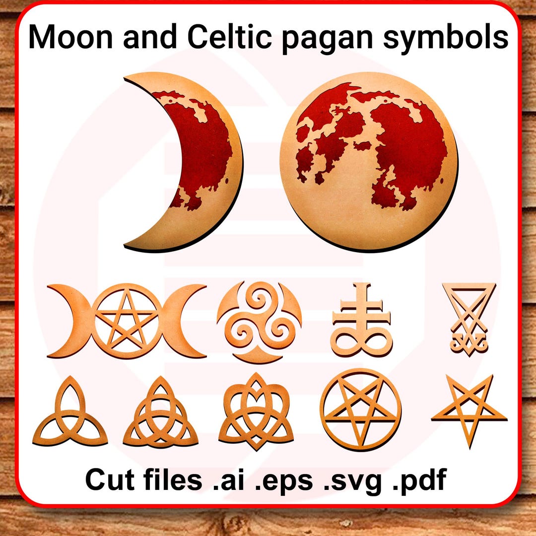 Lser Cut Wooden Moon Wicca Celtic Pagan SVG Vector Template Glowforge ...