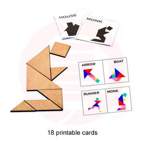 Laser Cut Tangram Puzzle Game Glowforge SVG Template Cutting Files ...