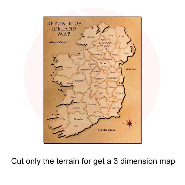 Laser Cut Republic of Ireland Map SVG Vector Cutting Digital Download ...