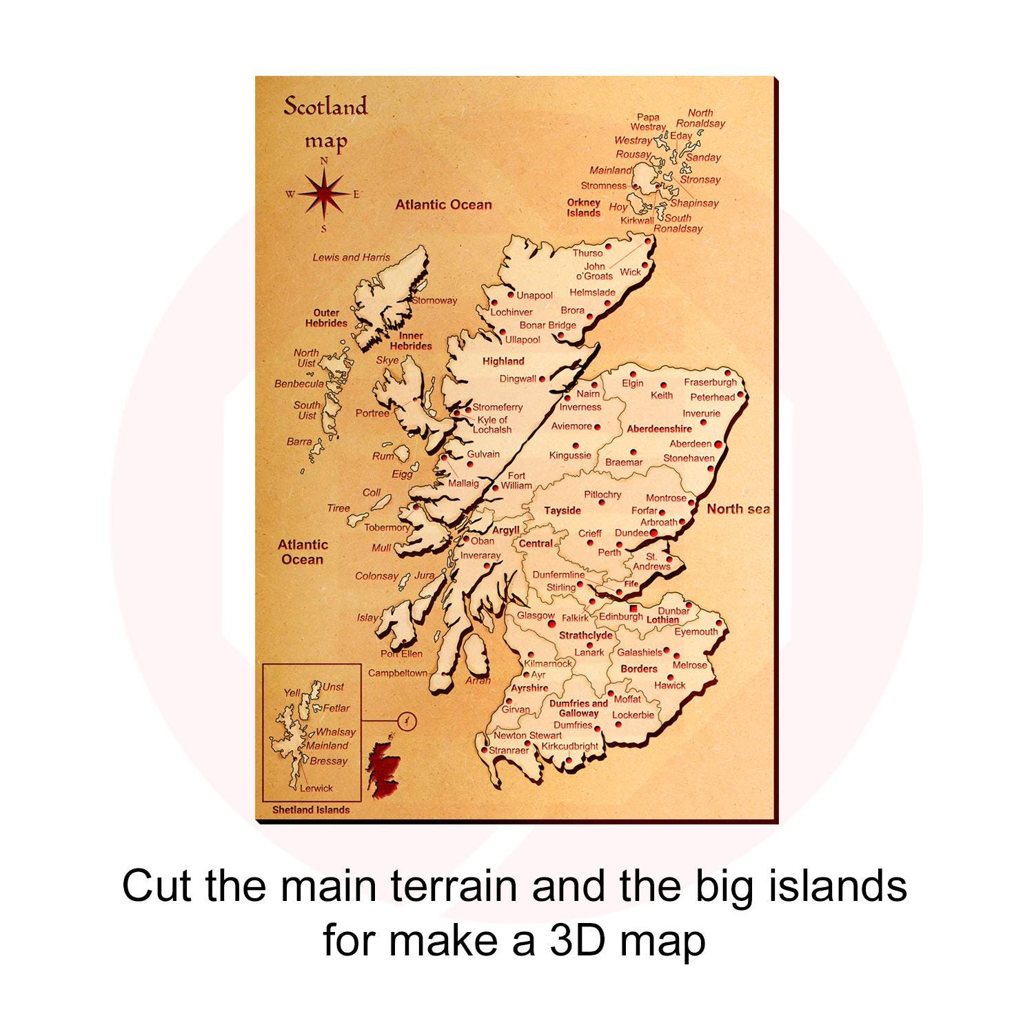 Laser Cut Scotland Map Scotland Wooden Map SVG Cutting Files Vector ...