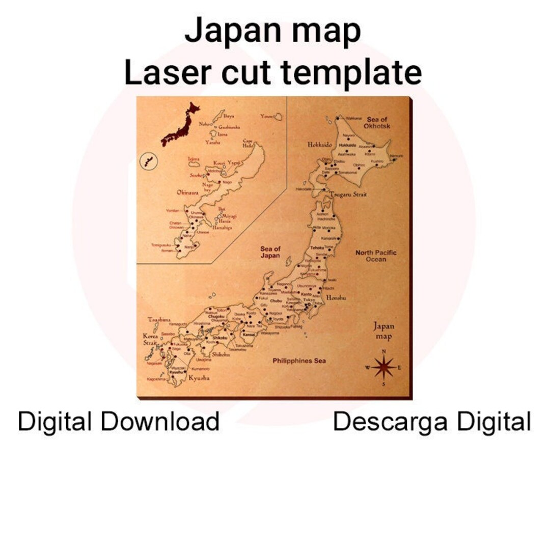 Laser Cut Japan Map Glowforge SVG Laser Cutting Vector File Oriental ...