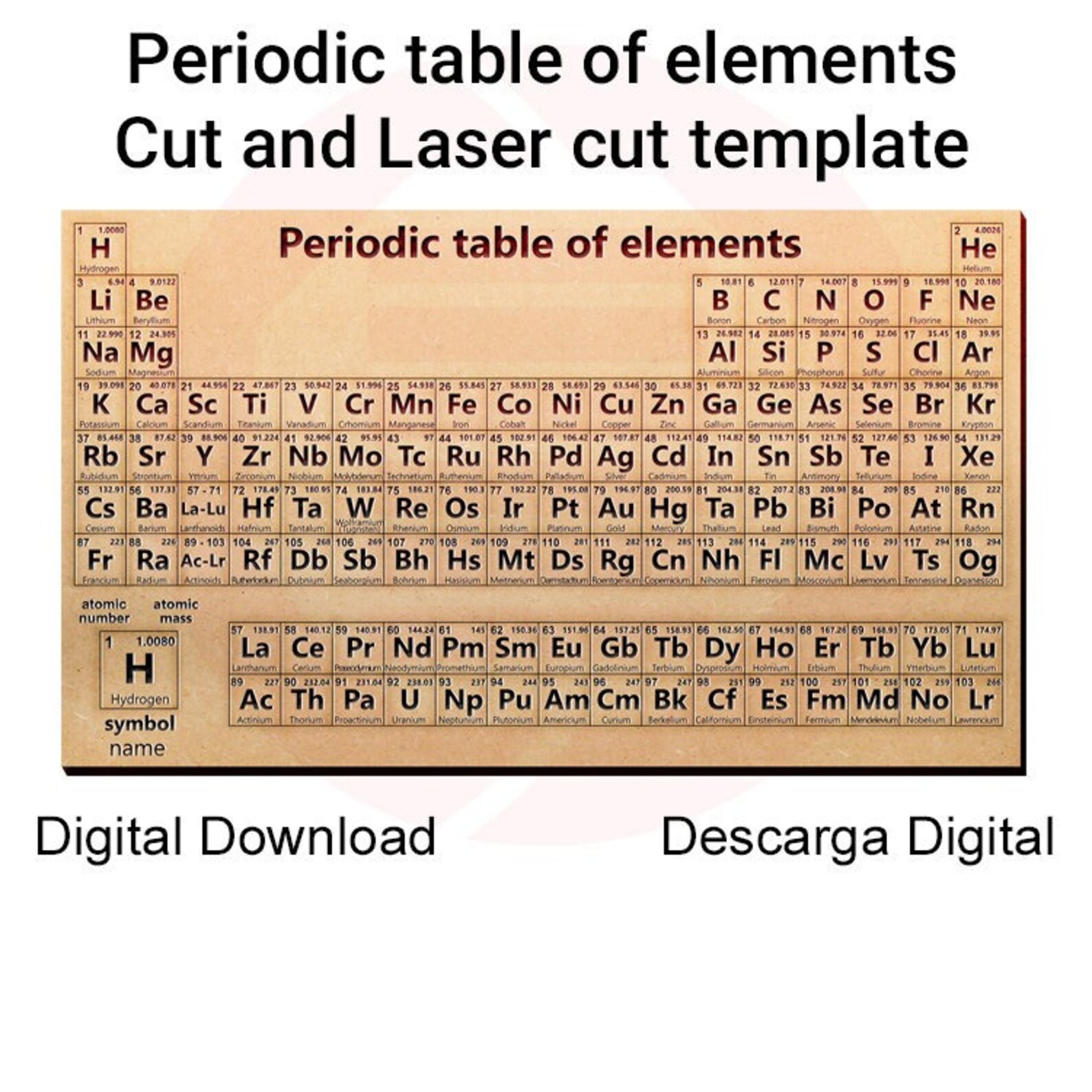 Wooden Periodic Table of Elements Laser Cut Periodic Table - Etsy Canada