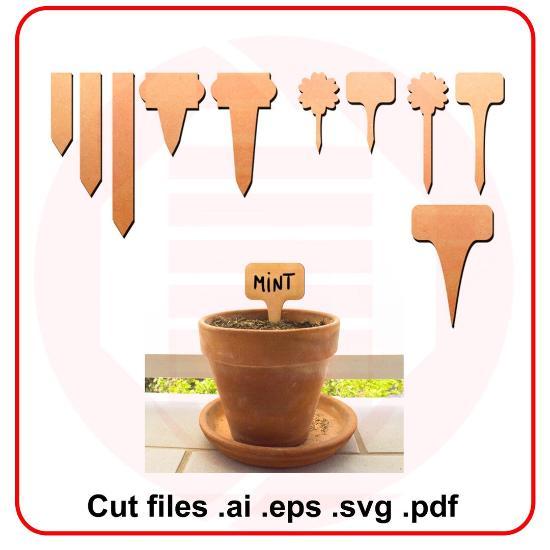 Laser Cut Plant Pick Labels Tags SVG Vector Template Vegetable Stakes ...