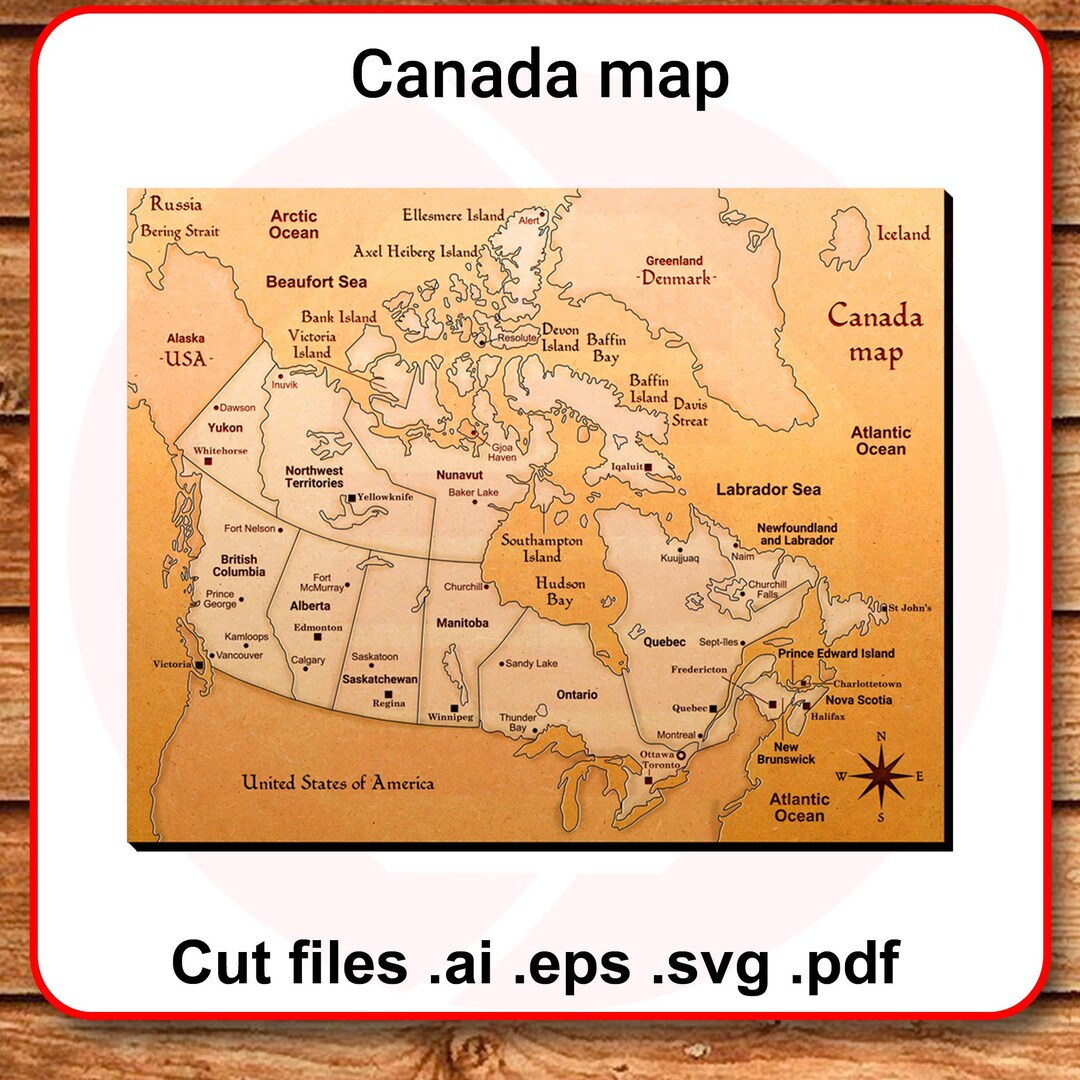 Laser Cut Canada Map Design Glowforge SVG Wooden Canada Map Laser ...