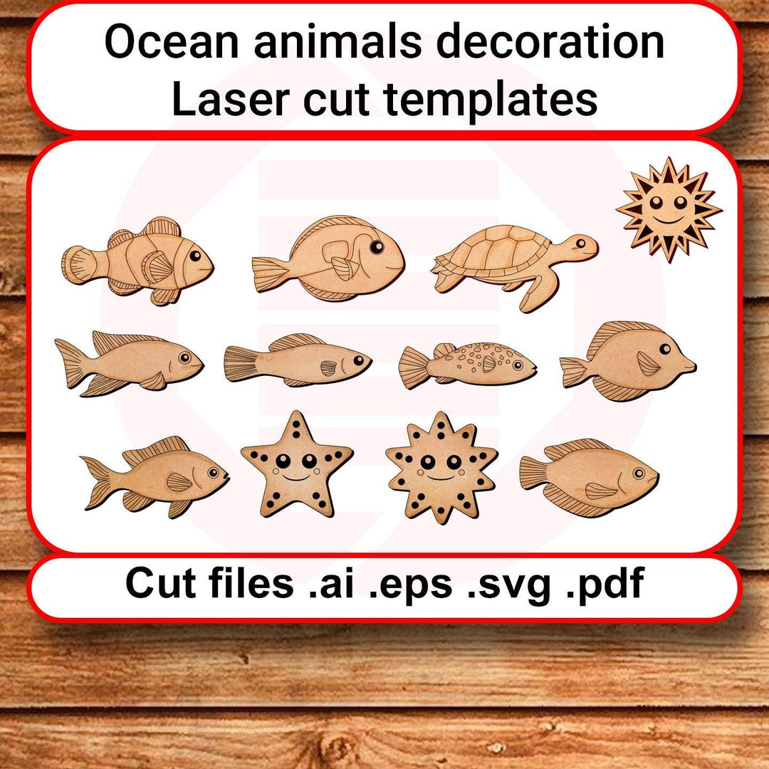 Laser Cut SVG Sea Ocean Animals Fishes Laser Cutting Design Pattern ...