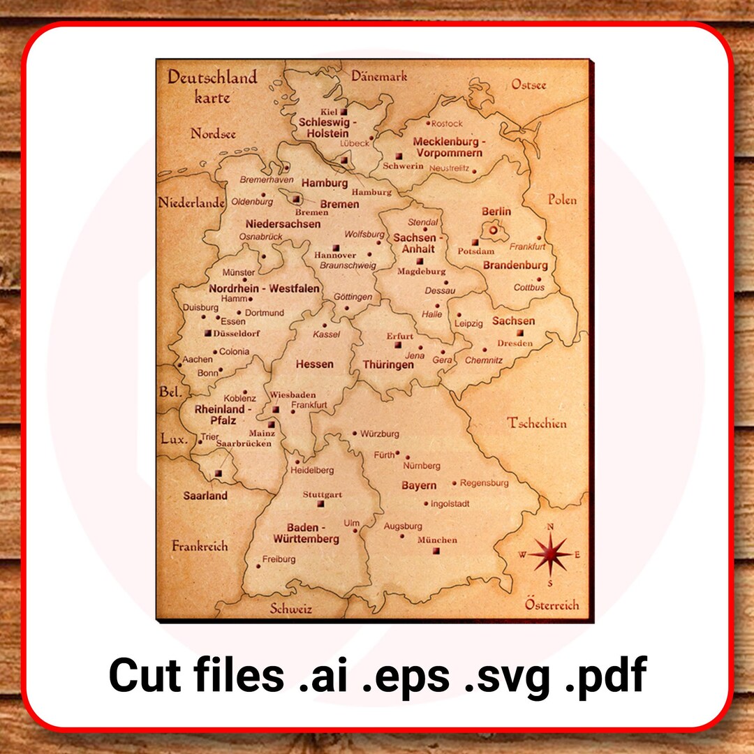 Laser Cut SVG Germany Map Laser Cutting Files Vector Template Home ...