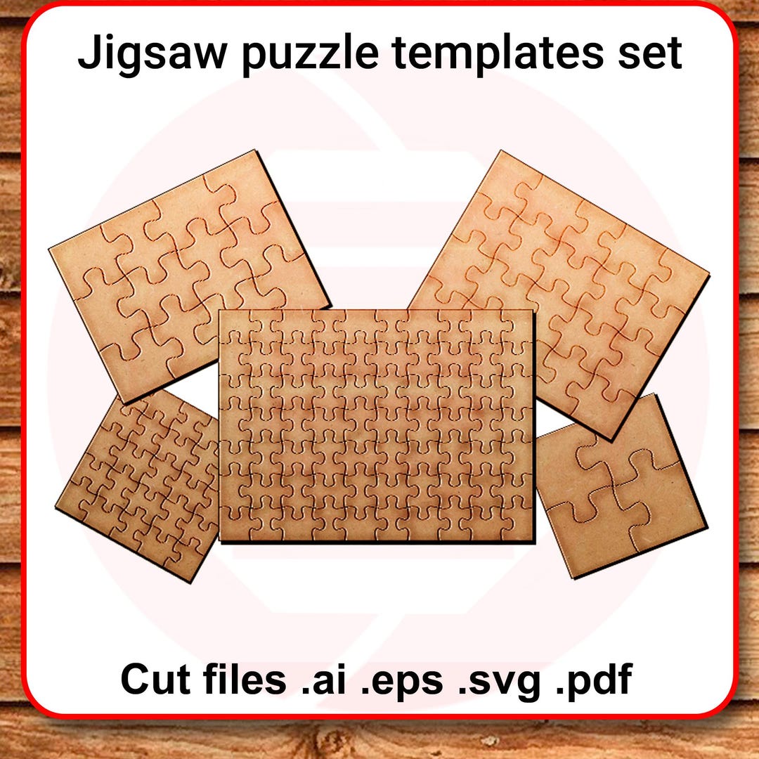 Laser Cut Jigsaw Puzzle Template Laser Cutting Design File Glowforge SVG Puzzle Vector Pattern ...