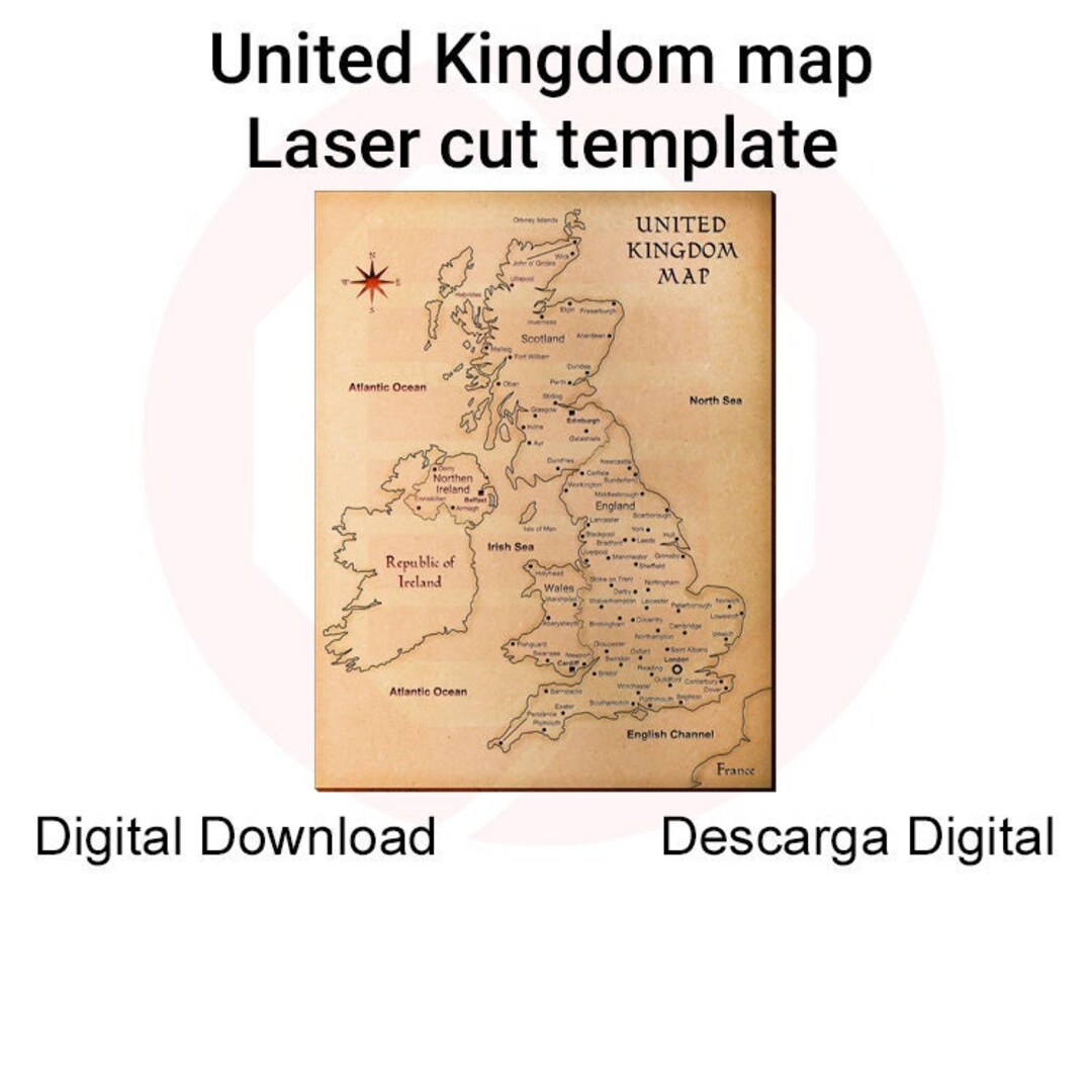 United Kingdom Map UK Country Map Glowforge SVG Laser Cut Vector File ...