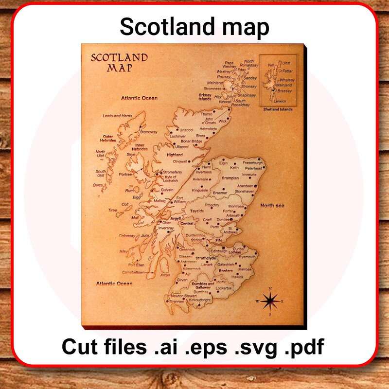 Scotland Map - Etsy