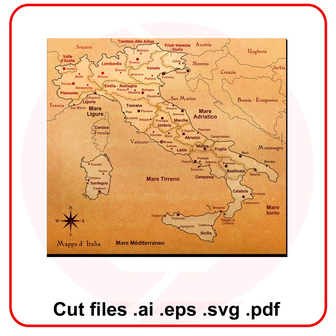 Laser Cut Italy Map Vector Template Laser Cutting SVG Files - Etsy