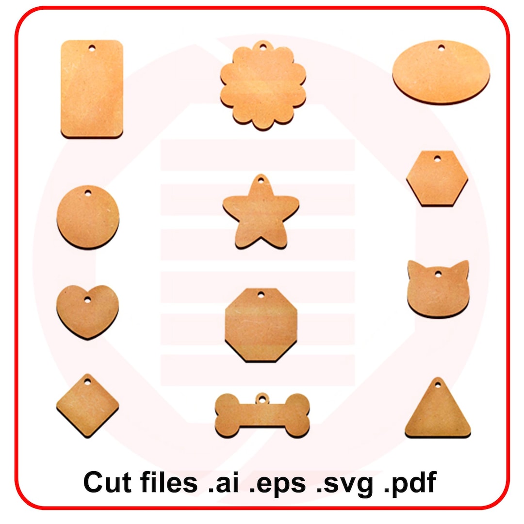 Laser Cut SVG Files Pet Name Dog Tag Mascot Tag Keychain Vector Cutting ...