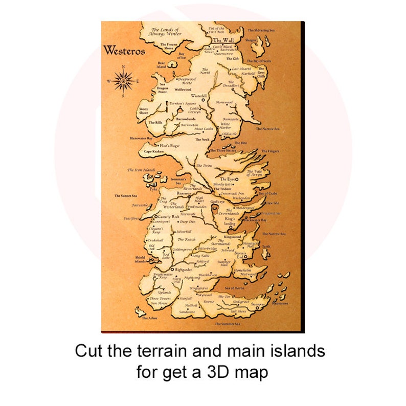 Laser Cut SVG Thrones Westeros Map Laser Cutting SVG Design DIY Crafts ...
