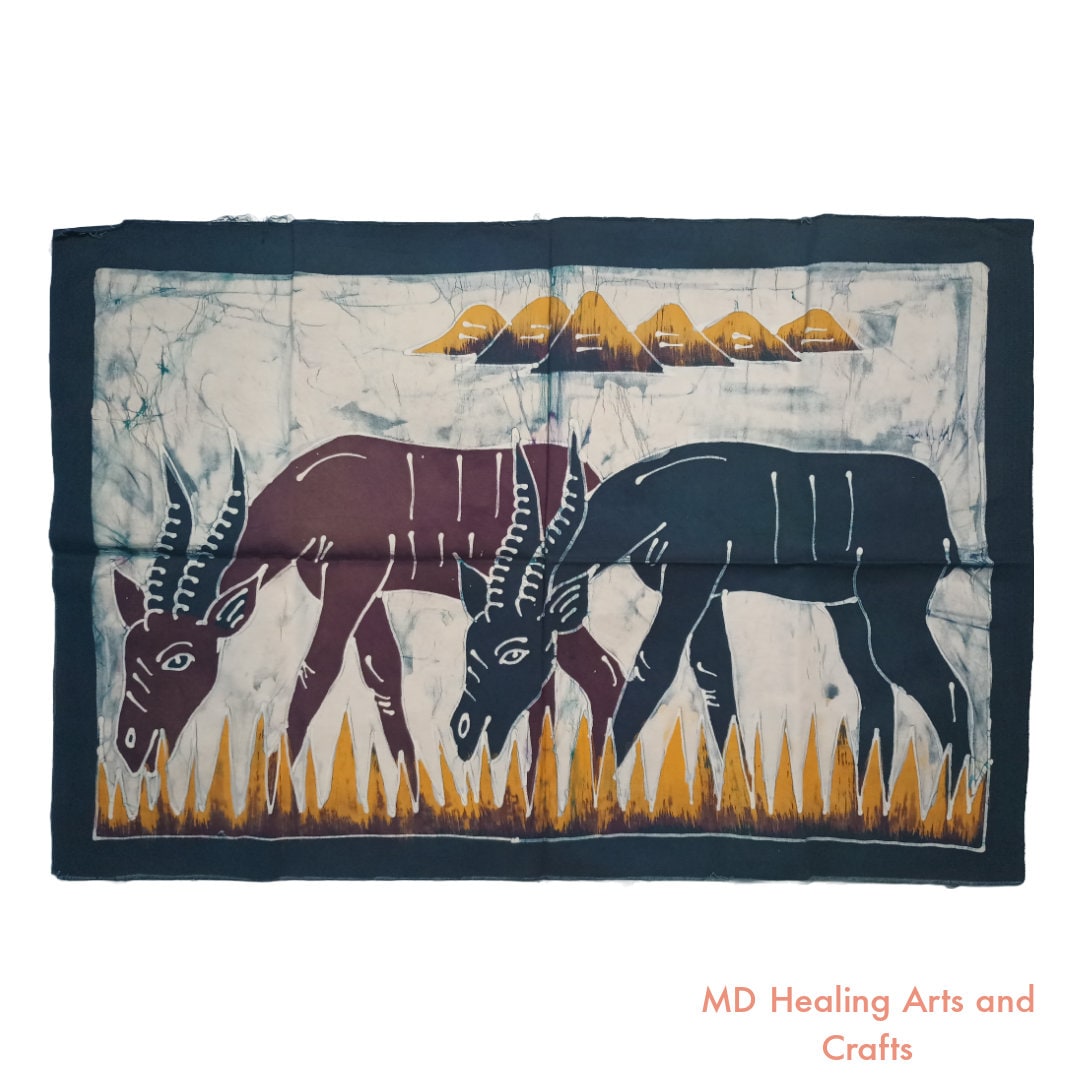 Animal Batik Wall Hanging, Safari Batik Painting,batik Fabrics Art ...