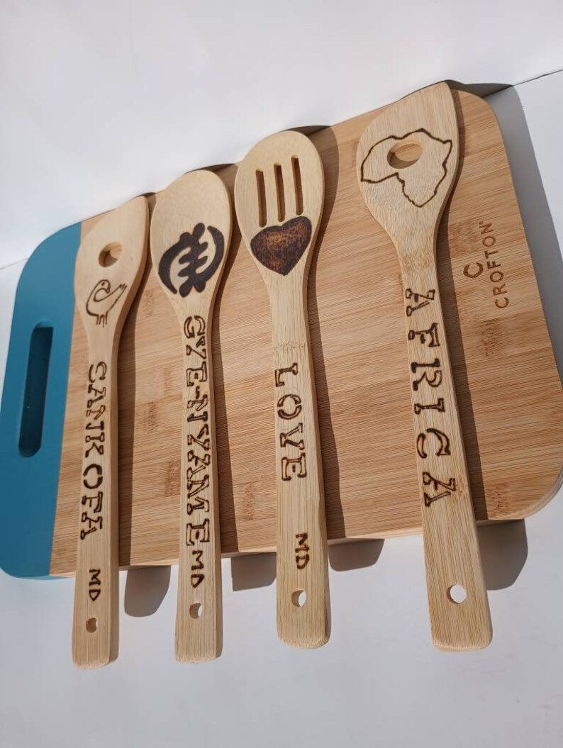 Bamboo Spoon,burnt Art,african Tribal Spoon,utensil Spoon, Ashanti ...