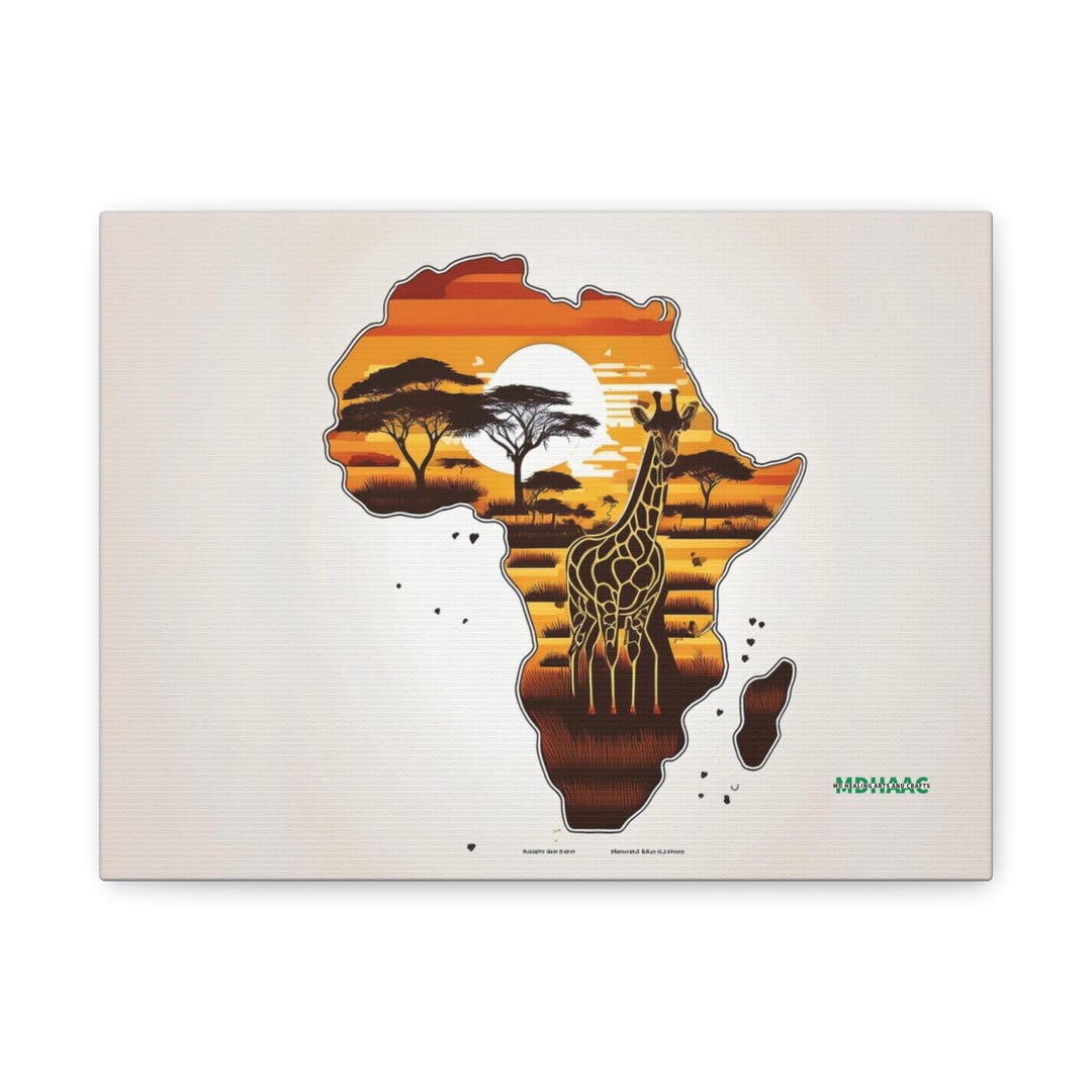 African Wall Art, Safari Giraffe African Map,wildlife Art, Jungle Decor ...