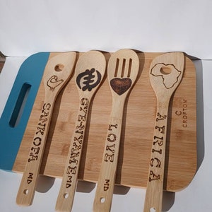 Bamboo Spoon,burnt Art,african Tribal Spoon,utensil Spoon, Ashanti ...