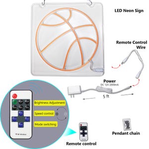 Basketball Neon Sign, NBA College Basketball LED Neon Lights for Home ...