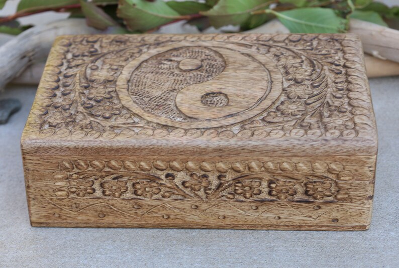 Hand Carved Yin Yang Wooden Box Keepsake Jewelry Storage - Etsy